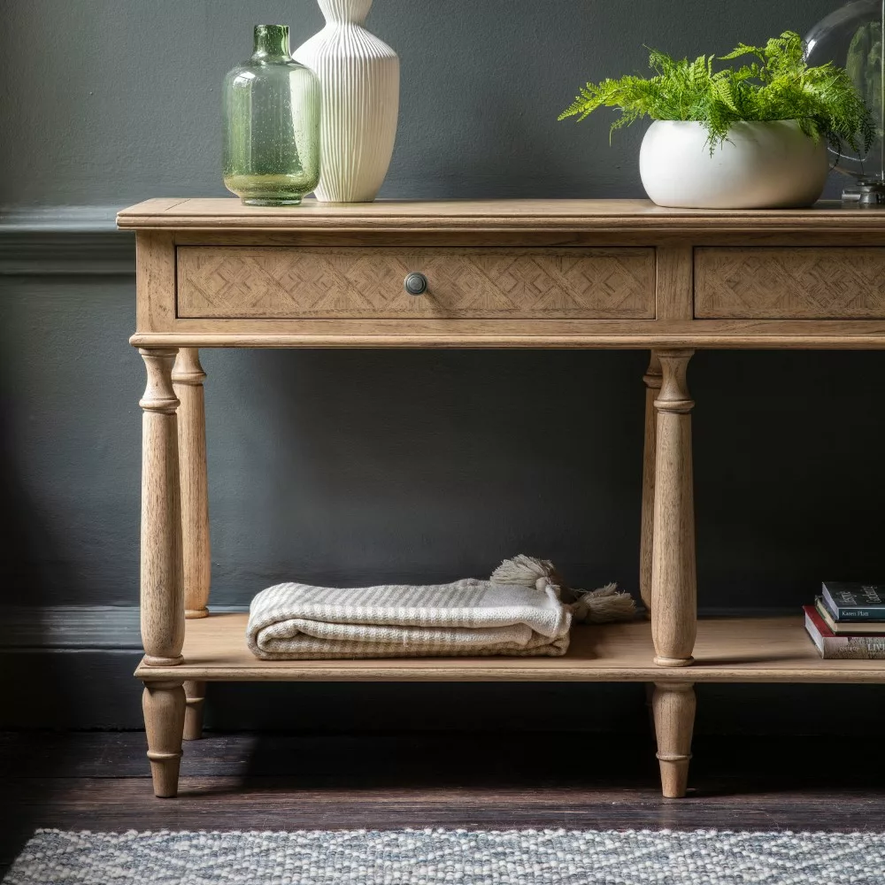 Sofa table with drawers store