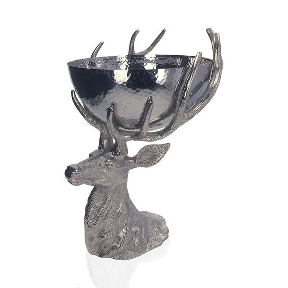Stag Head with Hammered Metal Bowl – Lenleys